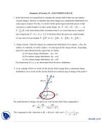 Electrostatics II-Classical Physics-Handouts - Docsity