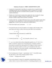 Force And Newton’s Laws-Classical Physics-Handouts - Docsity
