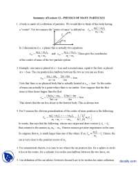 Physics Of Many Particles-Classical Physics-Handouts - Docsity
