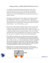 Applications Of Newton’s Laws II-Classical Physics-Handouts - Docsity