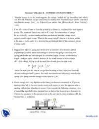 Conservation Of Energy-Classical Physics-Handouts - Docsity