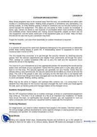 Outdoor Broadcasting I-Introduction to Broadcasting-Lecture Handout - Docsity