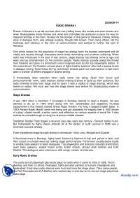 Radio Drama I-Introduction to Broadcasting-Lecture Handout - Docsity