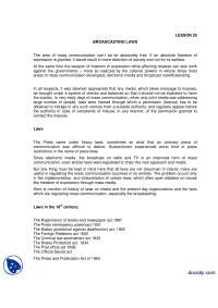 Broadcasting Laws-Introduction to Broadcasting-Lecture Handout - Docsity