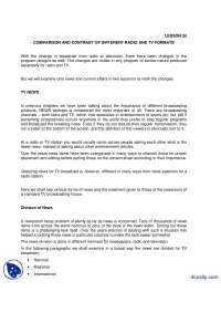 Comparison and Contrast of Radio and TV Formats-Introduction to Broadcasting-Lecture Handout ...