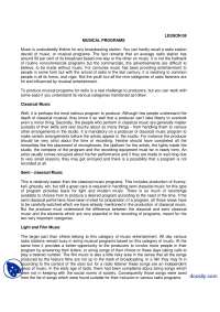 Musical Programs-Introduction to Broadcasting-Lecture Handout - Docsity