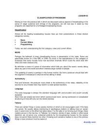Classification of Programs-Introduction to Broadcasting-Lecture Handout - Docsity
