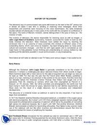 History of Television-Introduction to Broadcasting-Lecture Handout - Docsity