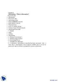 Basics and Outlines-Information Systems-Handout - Docsity