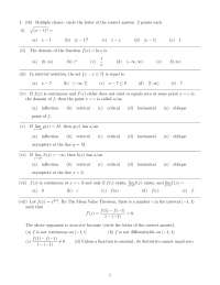 Practice Questions for Final - Analytic Geometry and Calculus 1 | MATH 1300 - Docsity