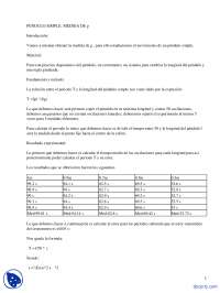 Péndulo simple - Prácticas - Mecánica y Ondas - Física - Parte 2 - Docsity