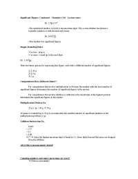 Significant Figures, Continued - Chemistry 101 - Lecture notes - Docsity