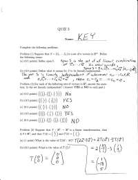 Quiz 3 Answer key | Linear Algebra | MATH 2331 - Docsity