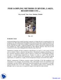 Fish Sampling Methods - Enviromental Sciences - Lecture Notes - Docsity