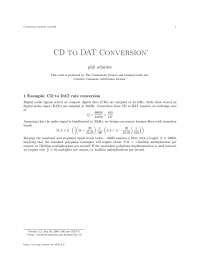 Cd to dat Conversion, college study notes - Cd to dat Conversion ...