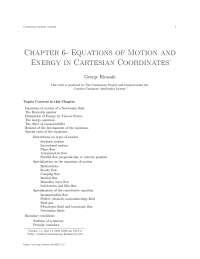 Chapter 6- Equations of Motion and Energy in Cartesian Coordinates ...
