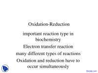 Oxidation, Reduction - Biochemistry - Lecture Slides - Docsity