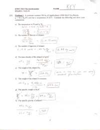 Exam 1 Problems with Answer Key - Thermodynamics | ENSC 2213 - Docsity