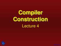 Three pass Compiler, Optimizer - Compiler Construction - Lecture Slides - Docsity