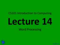 Word Processing, Desktop Publishing - Introduction to Computing - Lecture Slides - Docsity