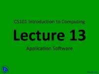 Application Software - Introduction to Computing - Lecture Slides - Docsity