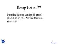 Quotient of a Language - Theory of Automata - Lecture Slides - Docsity