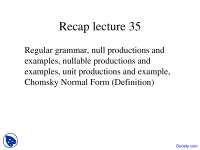 Chomsky Normal Form - Theory of Automata - Lecture Slides - Docsity