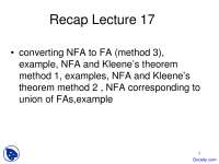 Build an NFA Corresponding - Theory of Automata - Lecture Slides - Docsity