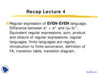 Notations of Transition Diagrams - Theory of Automata - Lecture Slides - Docsity