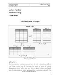 Denormalization Techniques - Data Warehousing - Lecture Handouts - Docsity