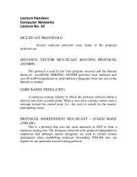 Multicast Protocol - Computer Network - Lecture Handouts - Docsity