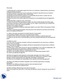 Personality - Introduction to Psychology - Questions - Docsity