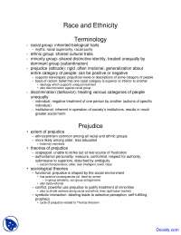 Race and Ethnicity - Introduction to Sociology - Lecture Notes - Docsity