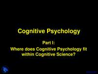 Cognitive Science - Cognitive Psychology - Lecture Slides - Docsity
