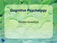 Categorization Questions - Cognitive Psychology - Lecture Slides - Docsity