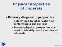Physical Properties of Minerals - Dynamic Earth - Lecture Slides | Slides Earth Sciences | Docsity
