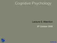 Introduction to Attention - Cognitive Psychology - Lecture Slides - Docsity