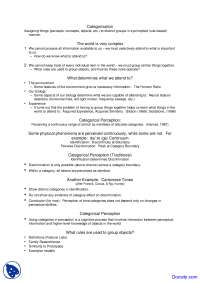 Categorization - Cognitive Psychology - Lecture Notes - Docsity