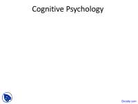 What is Cognitive Psychology - Cognitive Psychology - Lecture Slides - Docsity