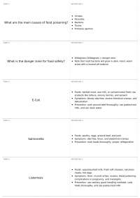 Food Safety | HNF 150 - Intro To Human Nutrition - Docsity