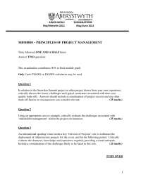 Project Environment - Principles of Project Management - Past Exam ...