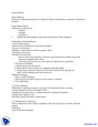 Social Influence - Social Psychology - Lecture Notes - Docsity