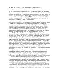 MGM v Grokster - Law - Case Study - Docsity