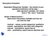 Descriptive Evaluation - Research Design and Quantitative Methods - Lecture Slides - Docsity