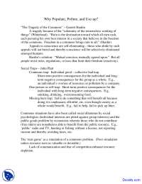 Tragedy of the Commons - Environmental Psychology - Handouts - Docsity