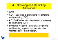 Cognitive Model of Addiction - Addiction - Lecture Slides - Docsity