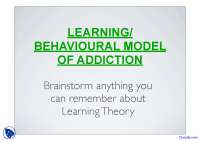 Behaviour Model of Addiction - Addiction - Lecture Slides - Docsity