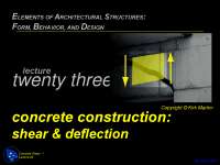 Shear and Deflection - Elements of Architectural Structures - Lecture Slides - Docsity
