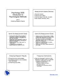 Measurement Scales - Introduction to Psychological Methods - Lecture Slides - Docsity