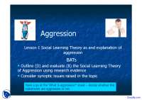 Aggression - Cognitive Developmental Psychology - Lecture Slides - Docsity